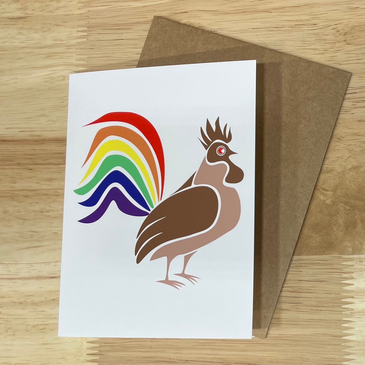 Rooster Rainbow Greeting Card